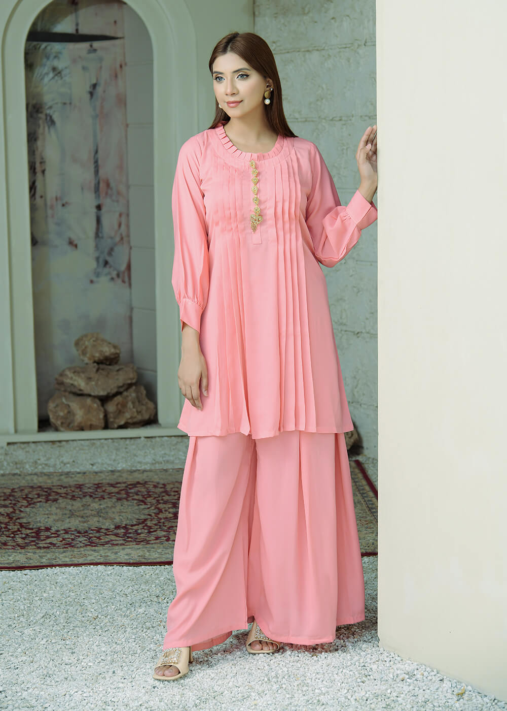 Blush Pleated Set – Elara